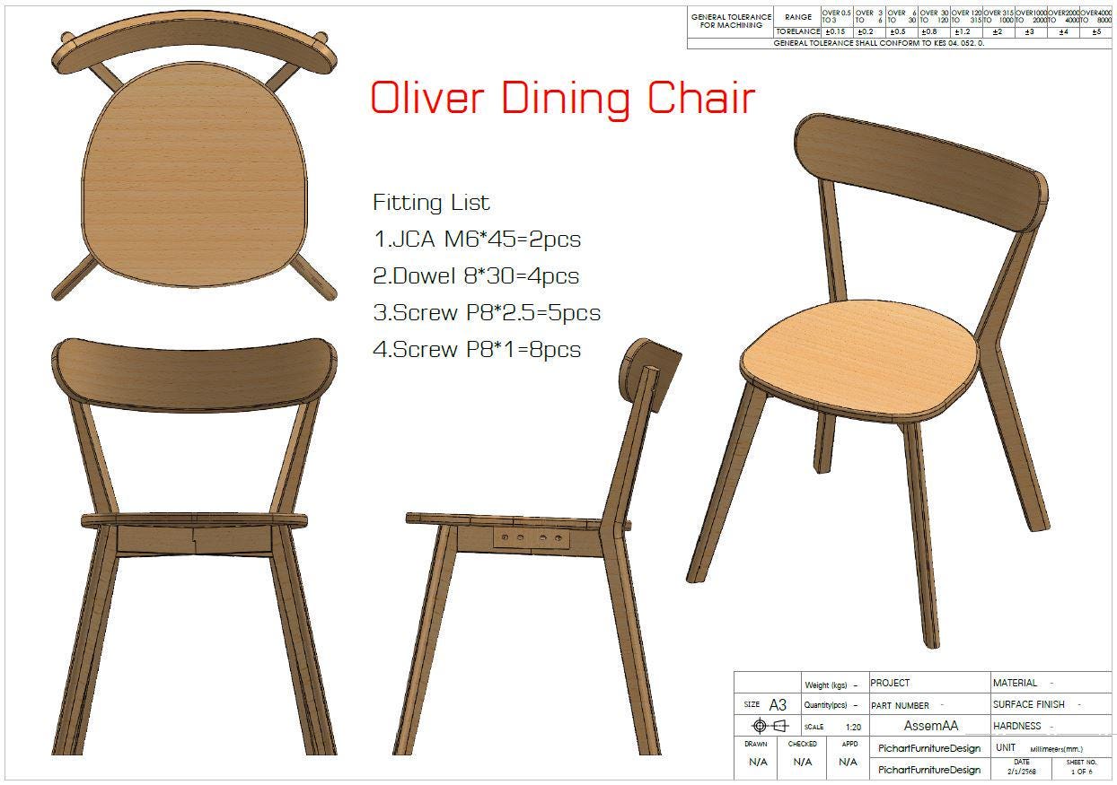 DXF Download DIY Dining Chair Plan, Dining Chair With Include ...