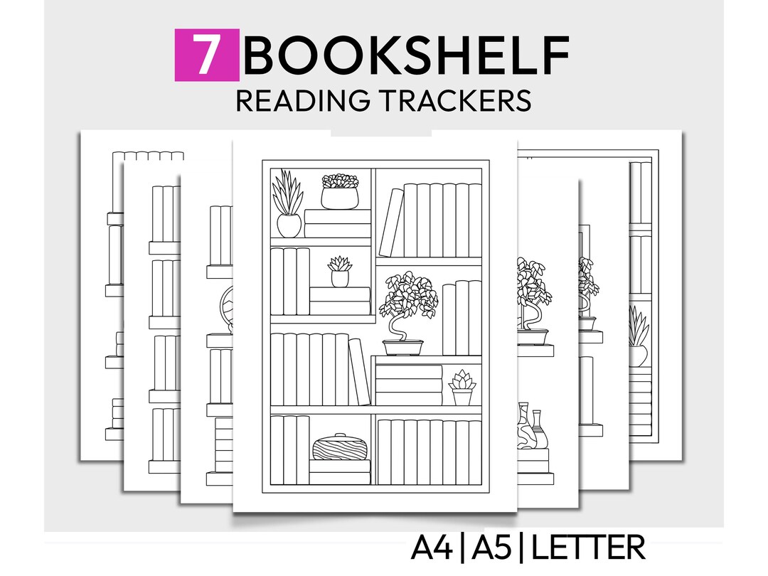 Printable Bookshelf Tracker, Coloring Pages, Book Trackers, Bookshelf ...