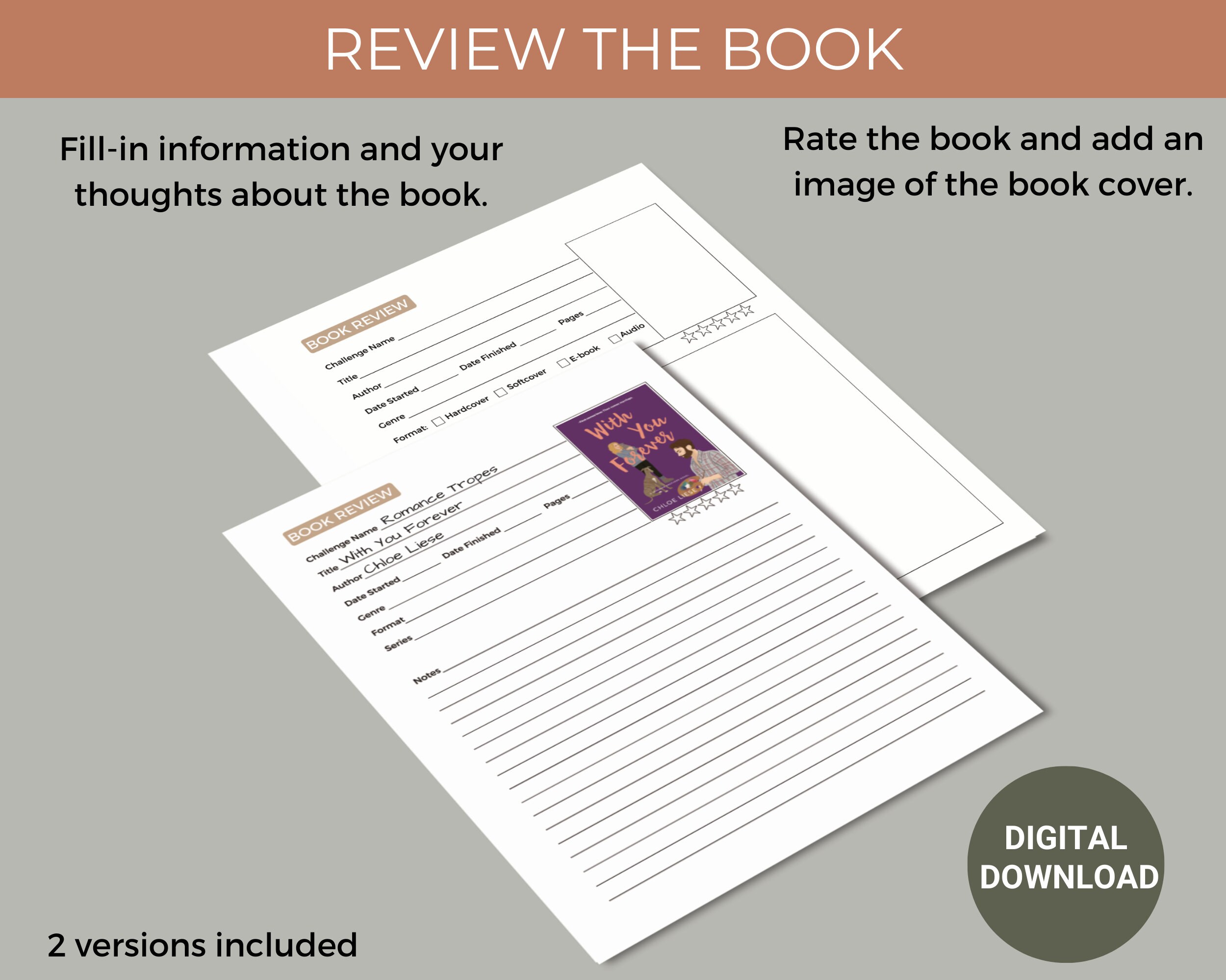 Romance Book Bingo, Printable Reading Journal, Digital, Reading ...