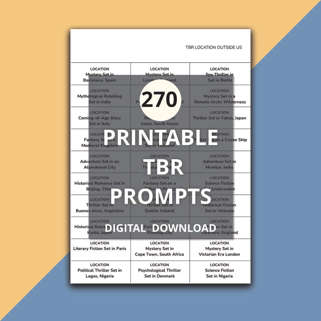 Printable TBR Reading Prompts, TBR Prompts, Reading Challenge, A4 ...