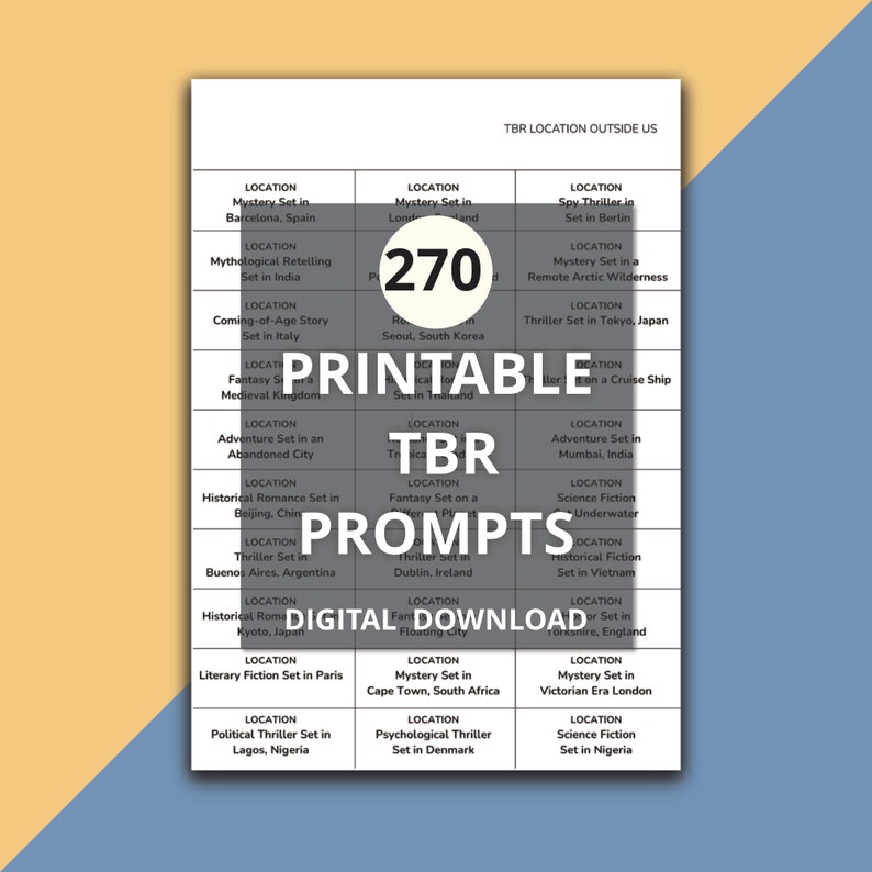 Printable TBR Reading Prompts, TBR Prompts, Reading Challenge, A4 ...