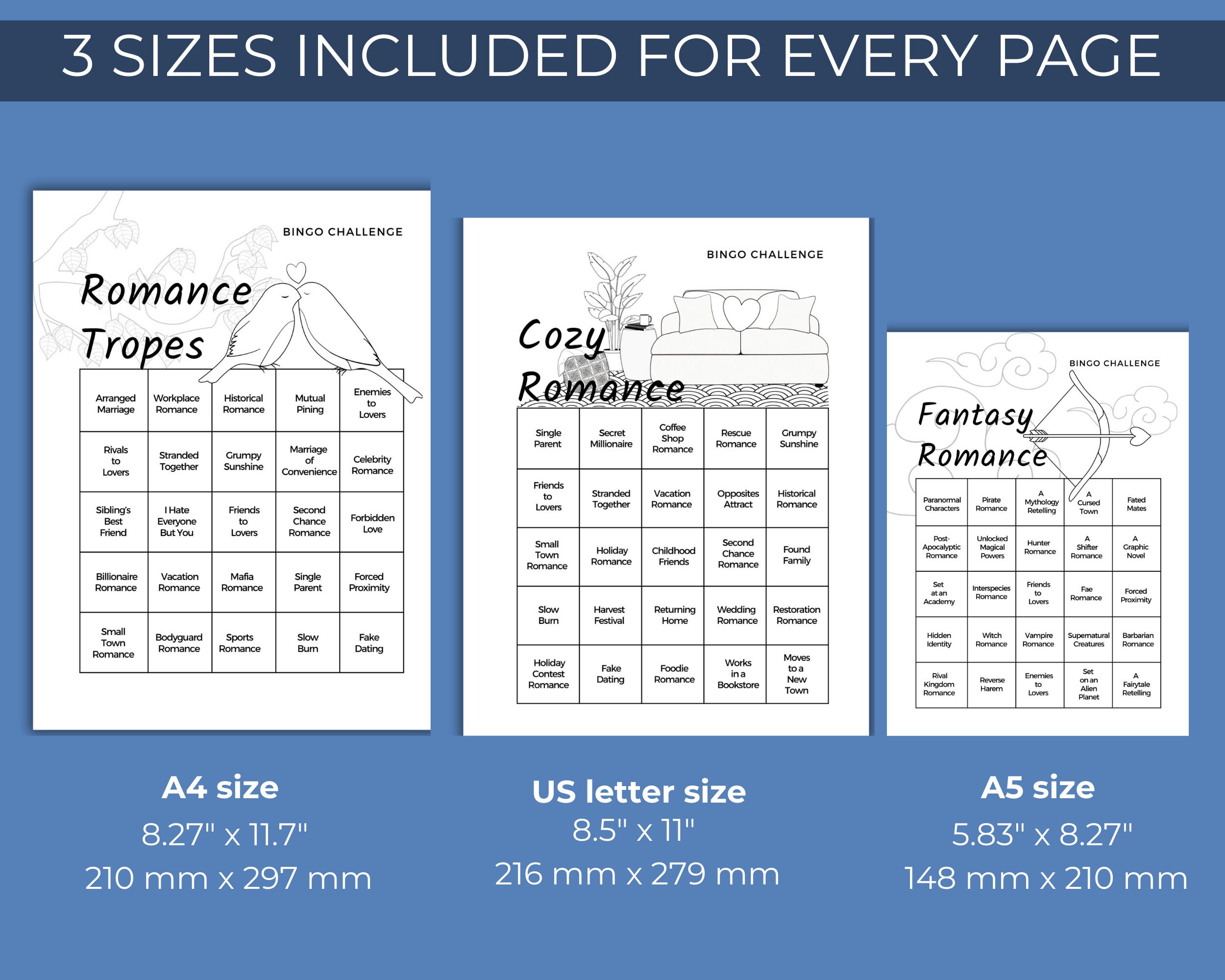 Romance Book Bingo, Printable Reading Journal, Digital, Reading ...