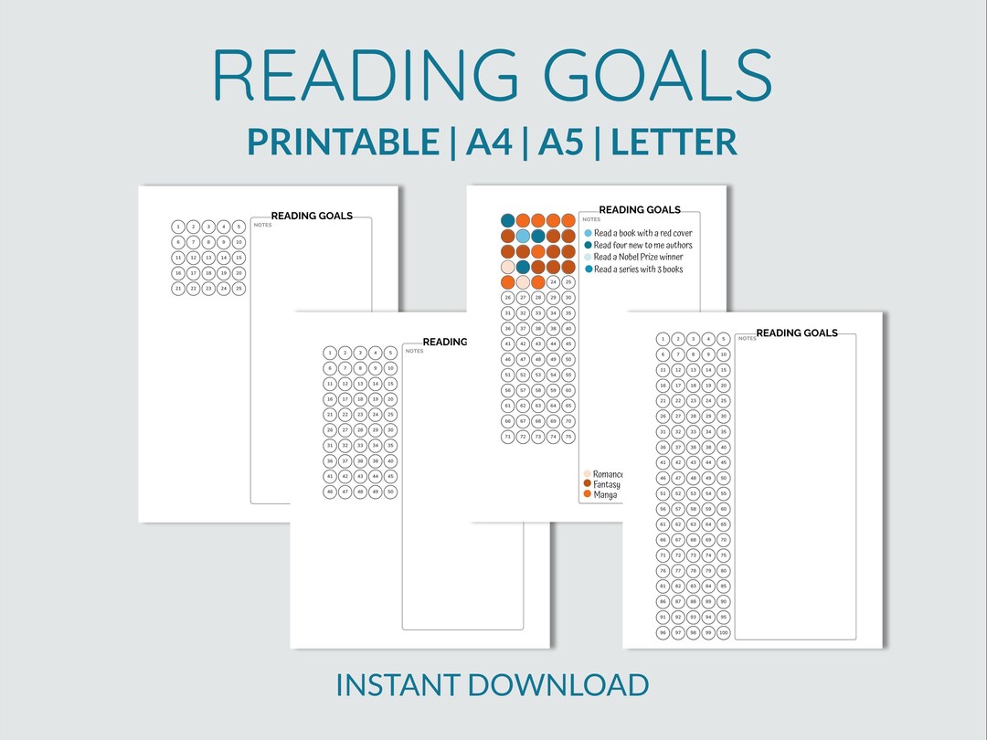 Reading Goals Tracker Printable Reading Journal Pages | Printable ...