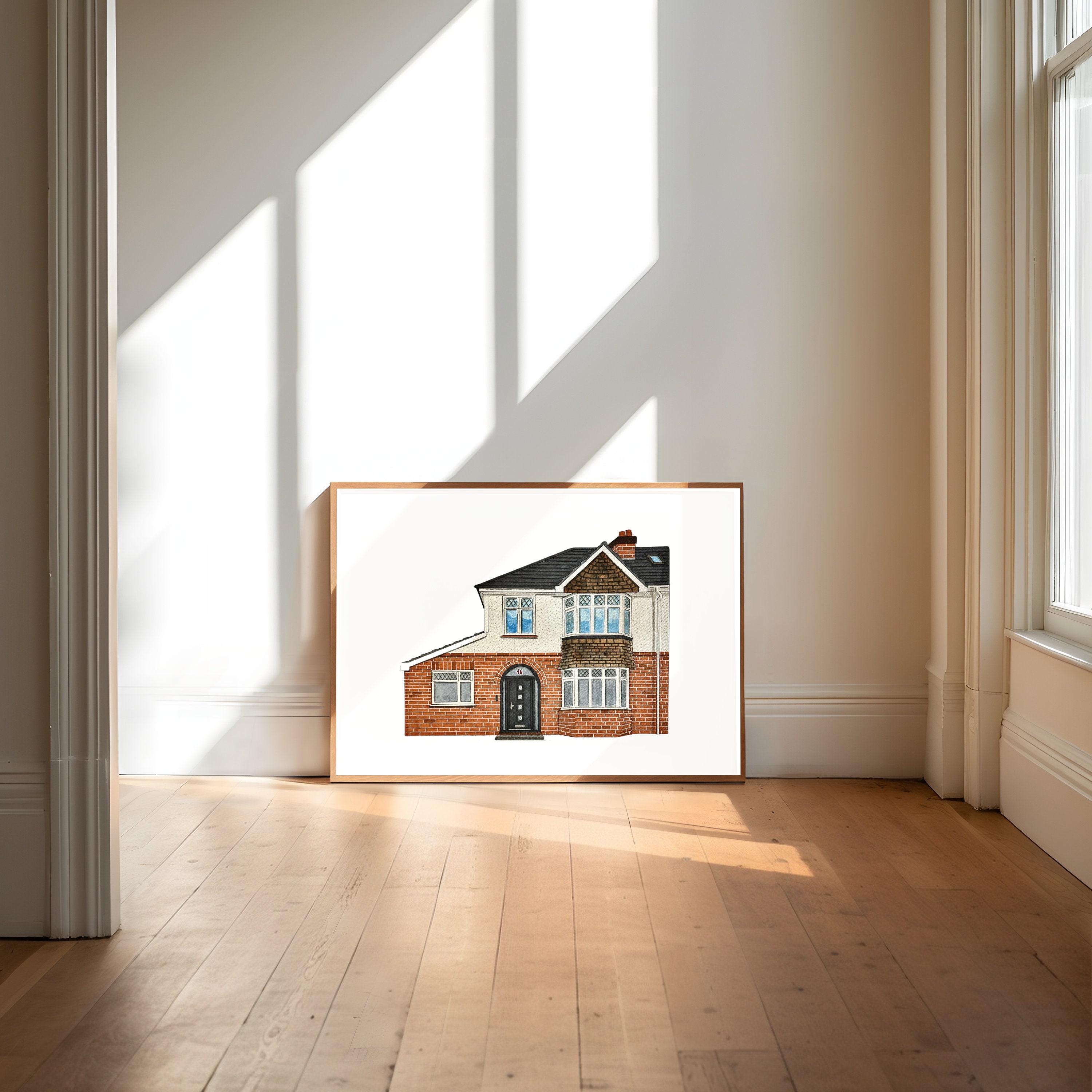 Bespoke Hand Painted House Portrait Ink & Watercolour Personalised Home ...