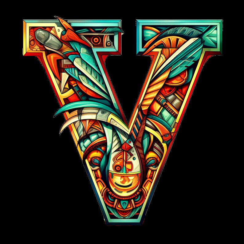 Aztec Style Alphabet, PNG Clipart, Letter Design, Sublimation, Instant ...