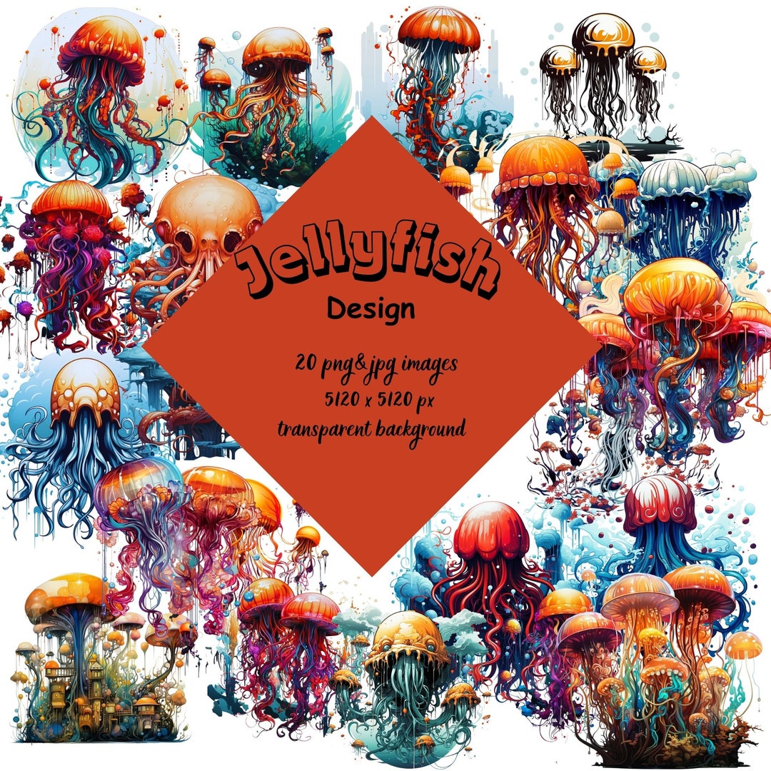 Jellyfish Designs PNG Digital Paper Commercial Use - Etsy