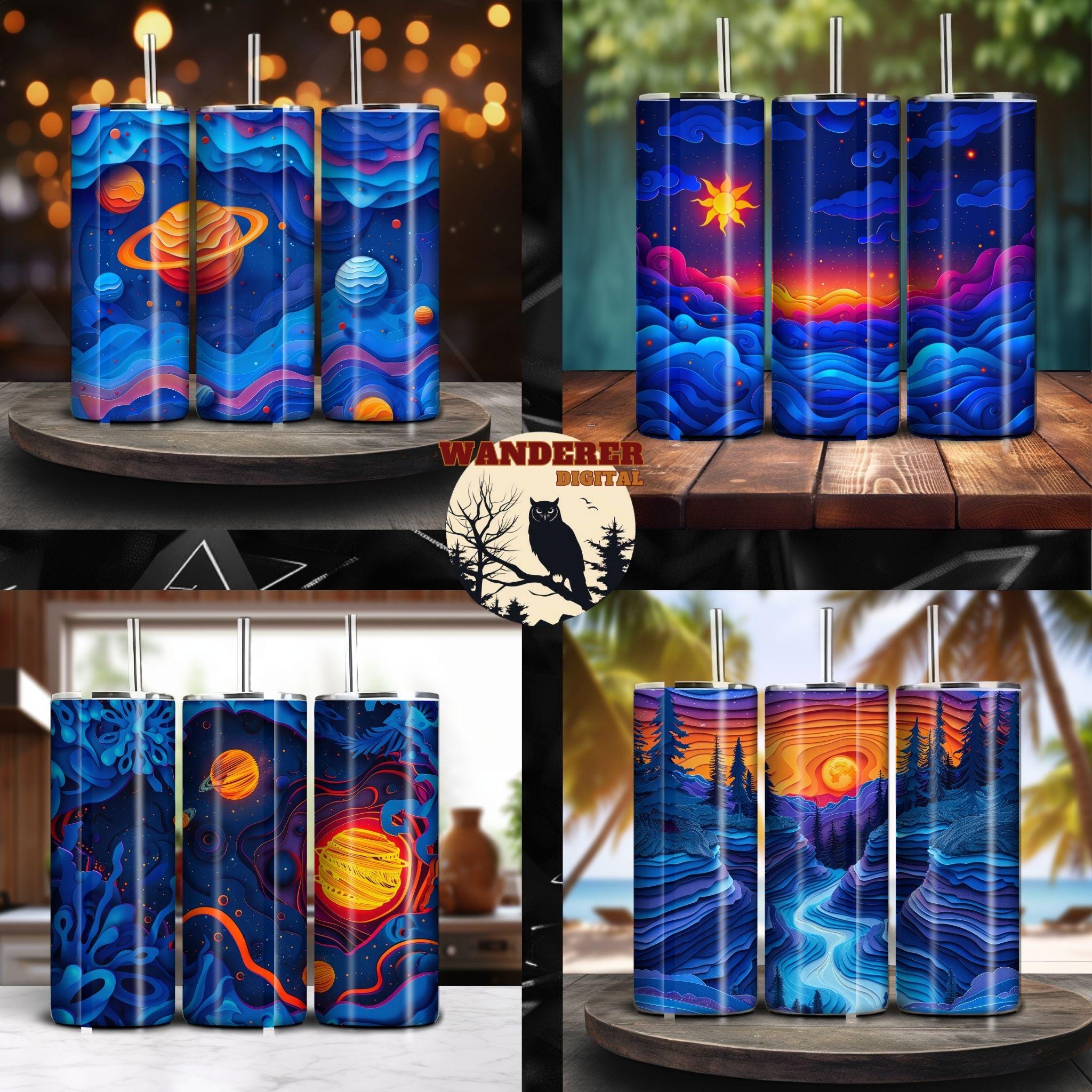 Cosmic Solar System Tumbler Wrap Sublimation - 20oz Skinny Straight ...