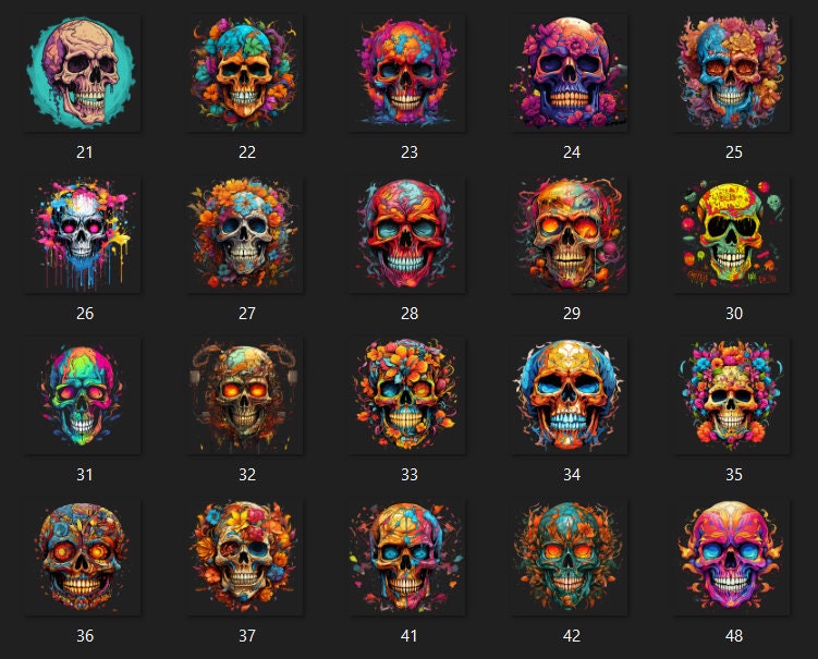 20 Png Skull Design Digital Paper, Commercial Use, Backgrounds, İnstant ...