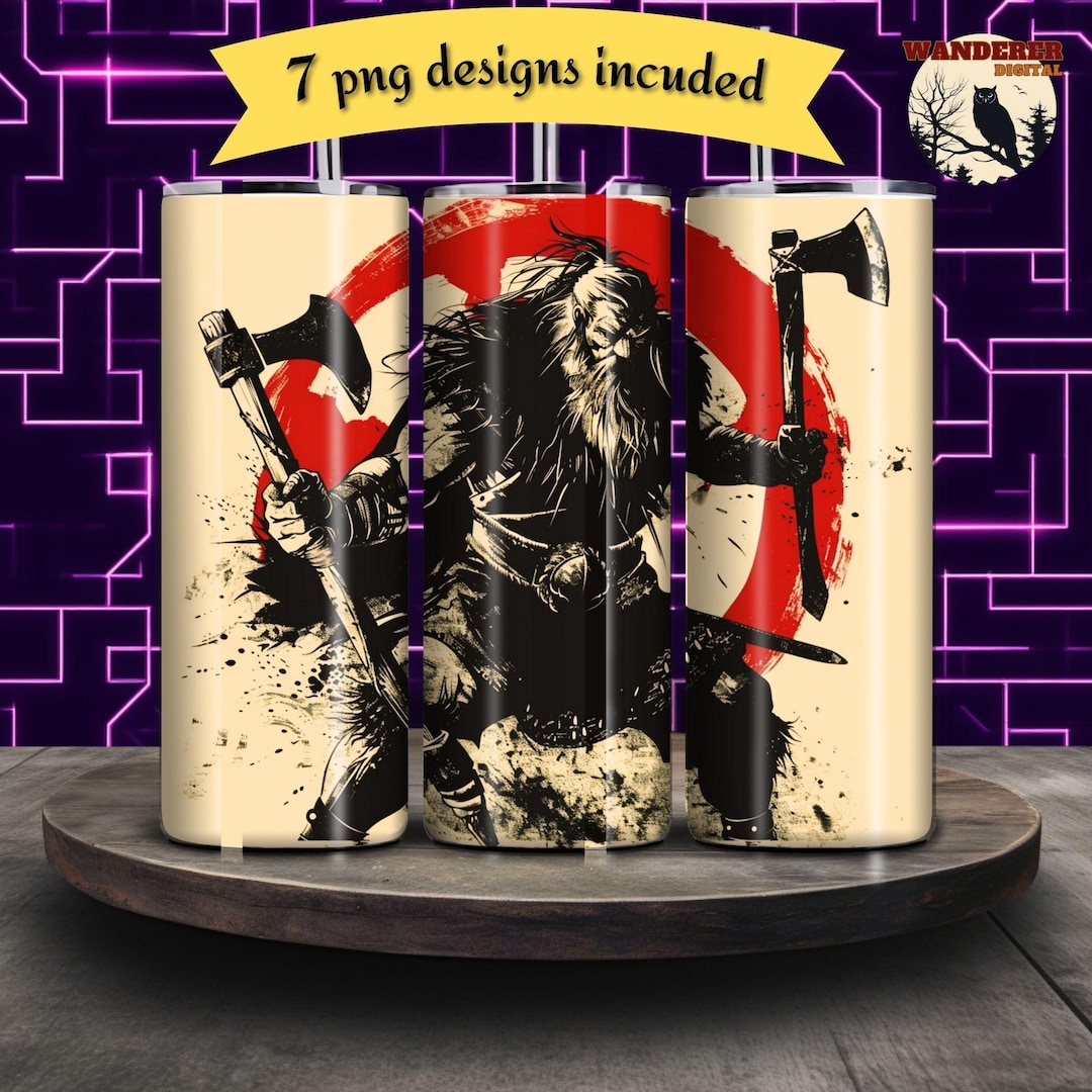 Berserker Tumbler Wrap, Norse Runes PNG, Viking Mythology Tumbler ...