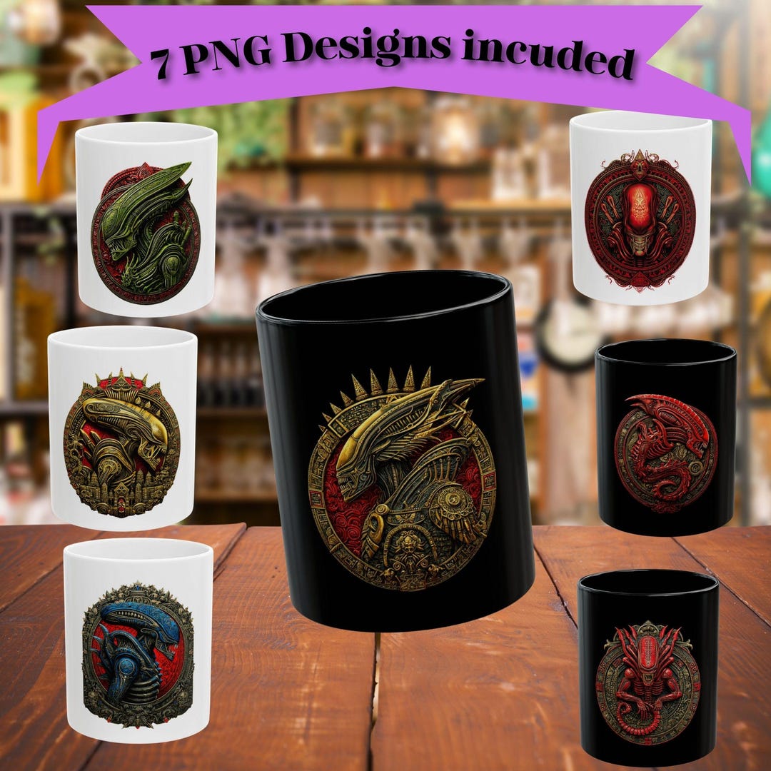 Alien Xenomorph Mug Template | Sci-fi Horror Coffee Cup | Unique Gamer ...