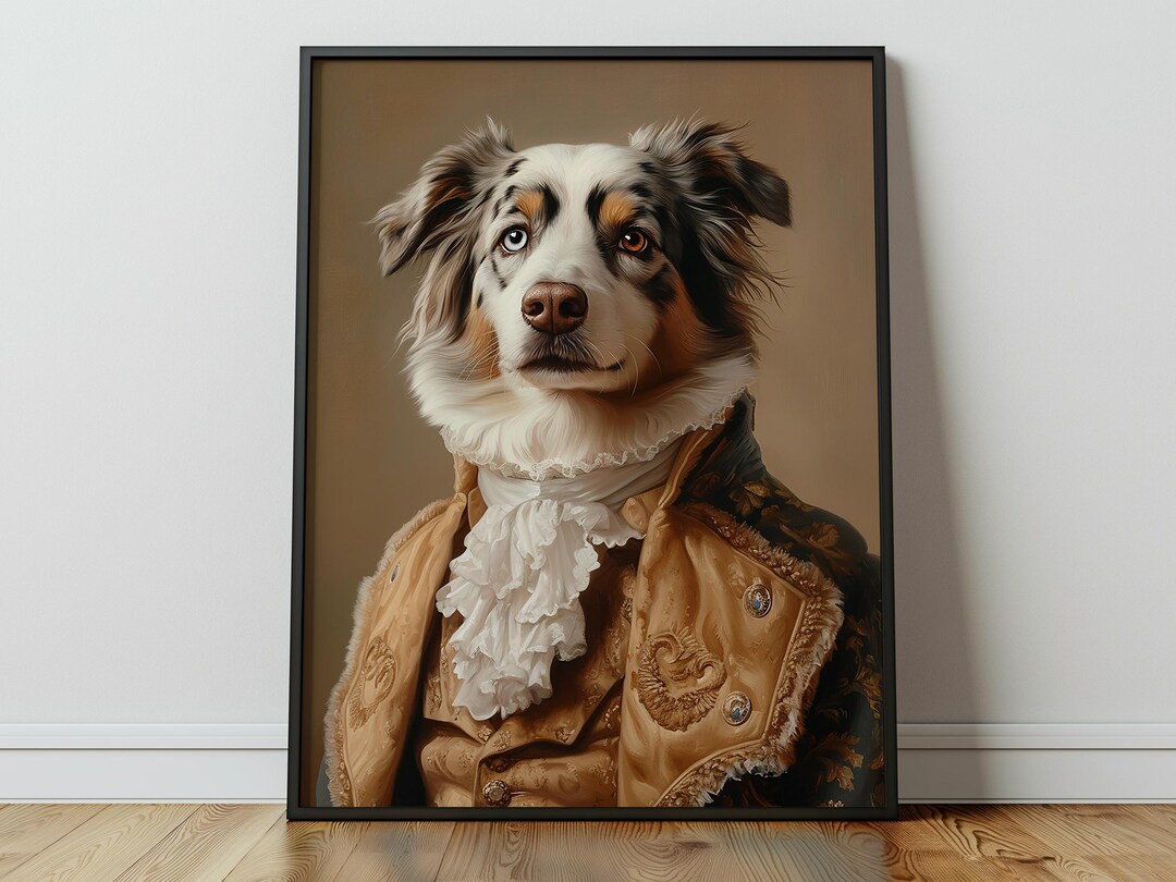 Baroque Australian Shepherd Digital Print, Intricated Outfit Pet Wall ...
