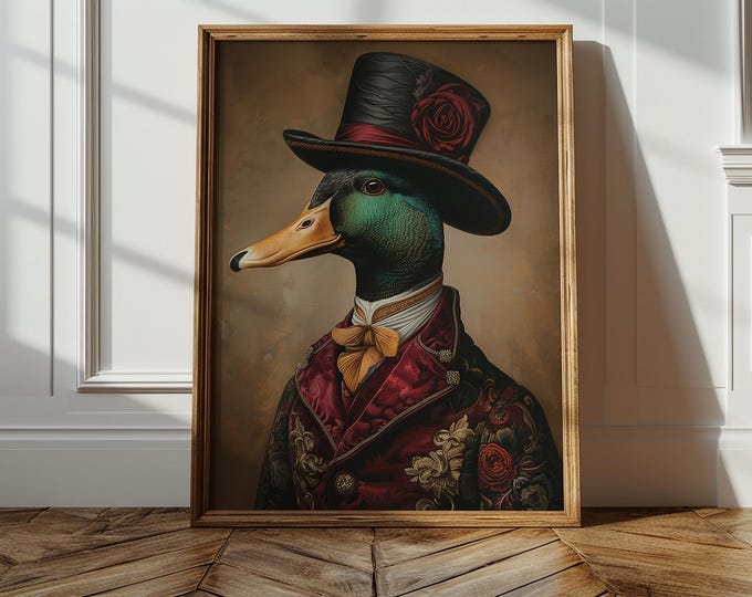 Victorian Rabbit Painting, Denny Bunny Vintage Portrait, Whimsical ...