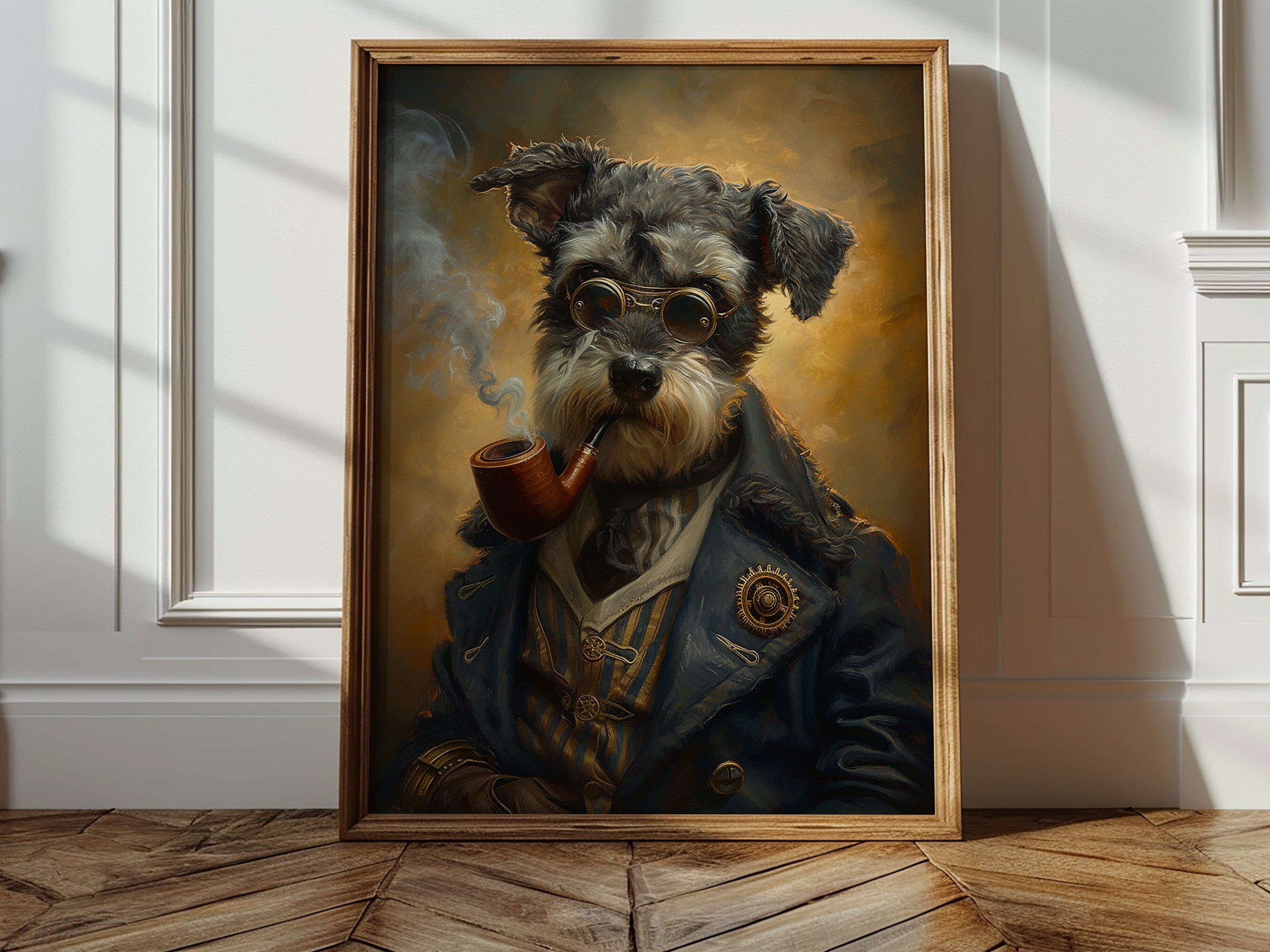 Steampunk Schnauzer Digital Print, Victorian Inspired Vintage Painting ...