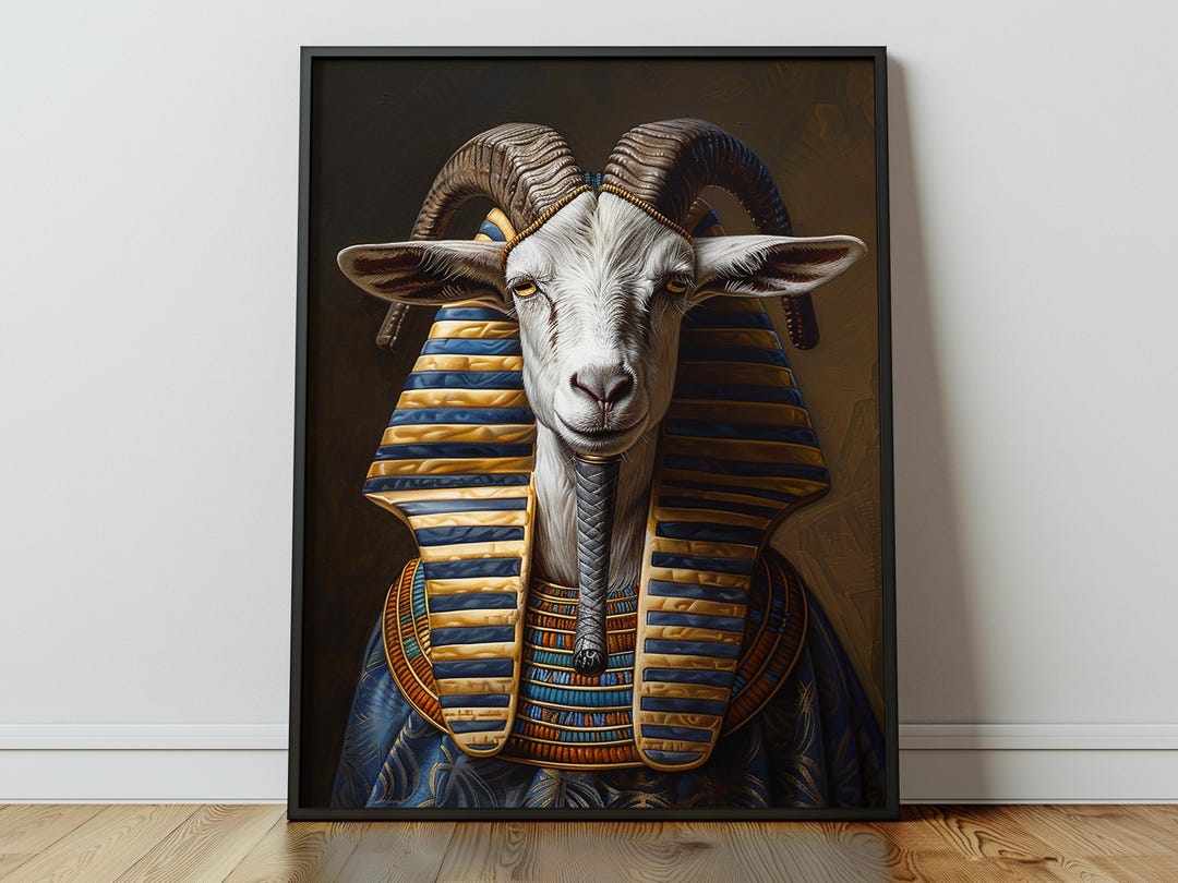 Goat Pharaoh Digital Print, Vintage Farm Animal Painting, Ancient Egypt ...