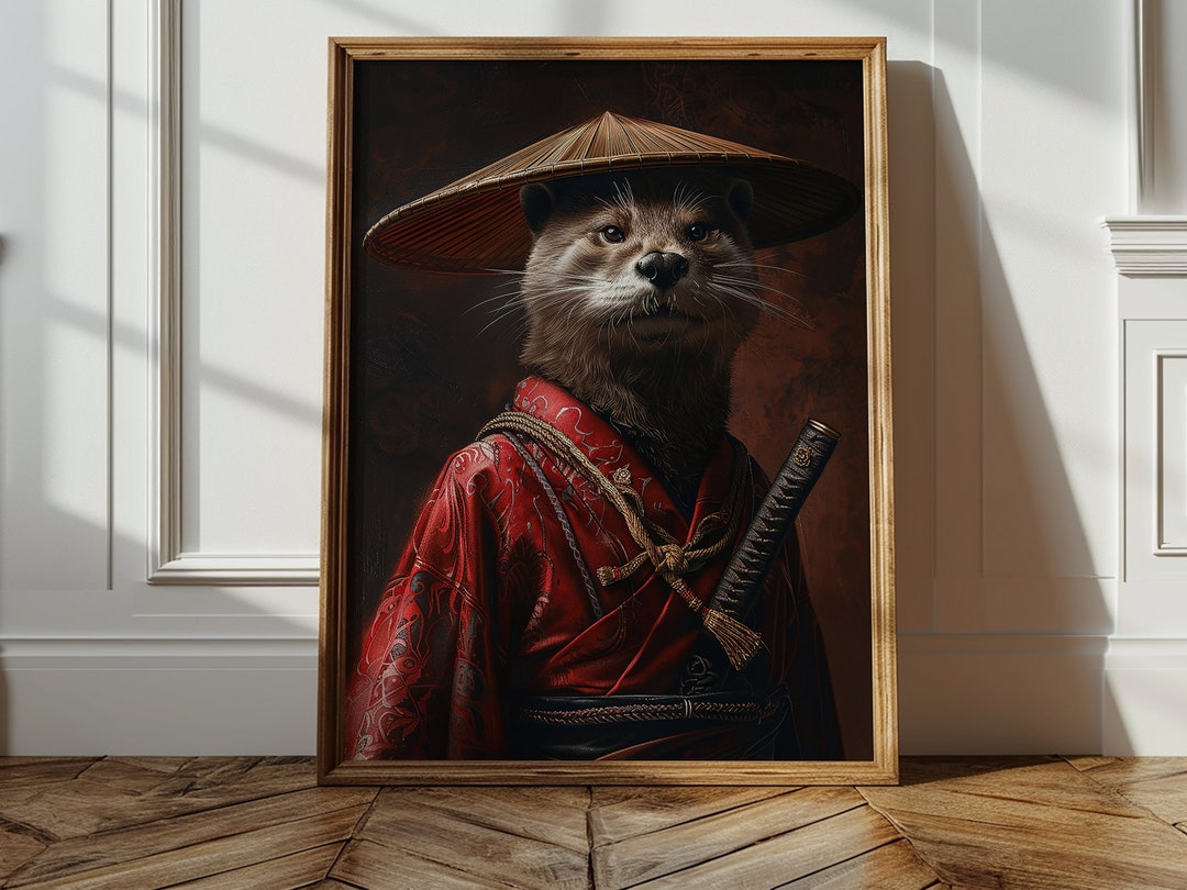 Otter Samurai Digital Print | Feudal Japan Inspired Animal Vintage Wall ...