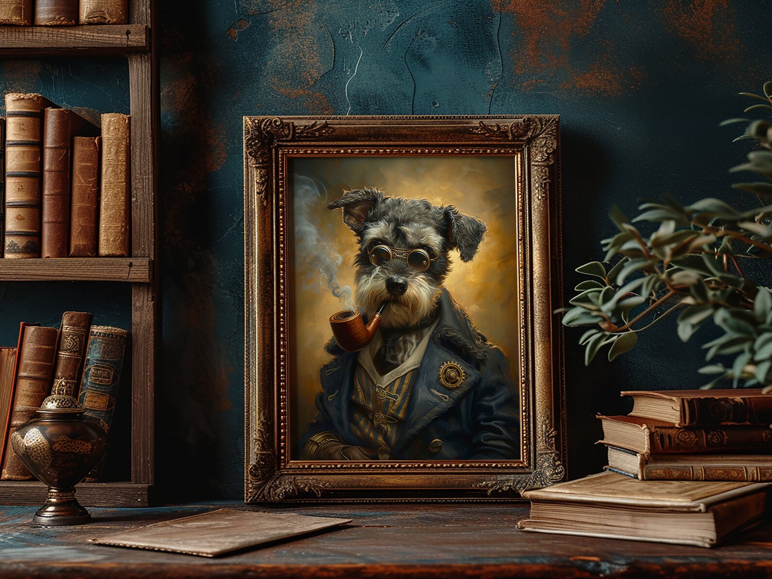 Steampunk Schnauzer Digital Print, Victorian Inspired Vintage Painting ...