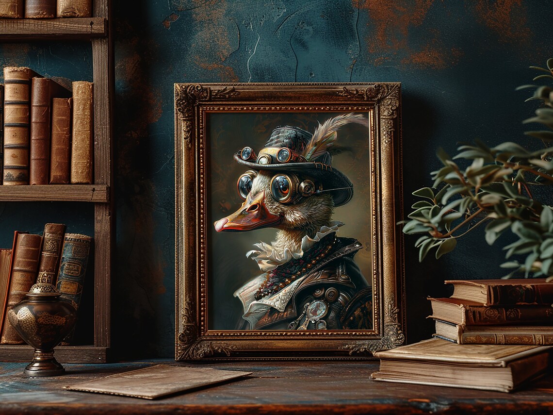 Steampunk Duck Digital Print, Victorian Inspired Vintage Painting ...