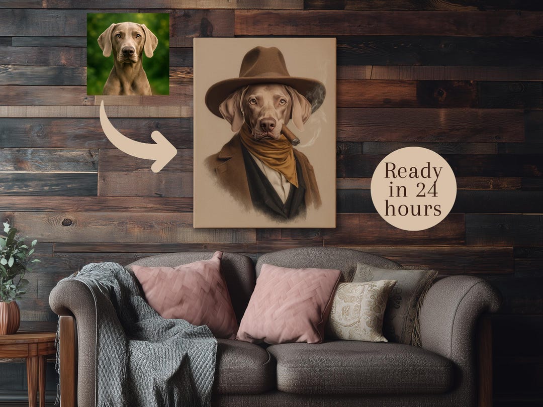 Wild West Custom Pet Portrait From Photo, Animals With Cigar Canvas and ...