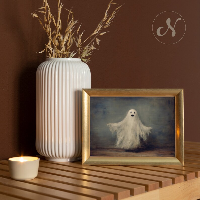 Halloween Spooky Cute Ghost Painting, Halloween Wall Art, Gothic Prints ...