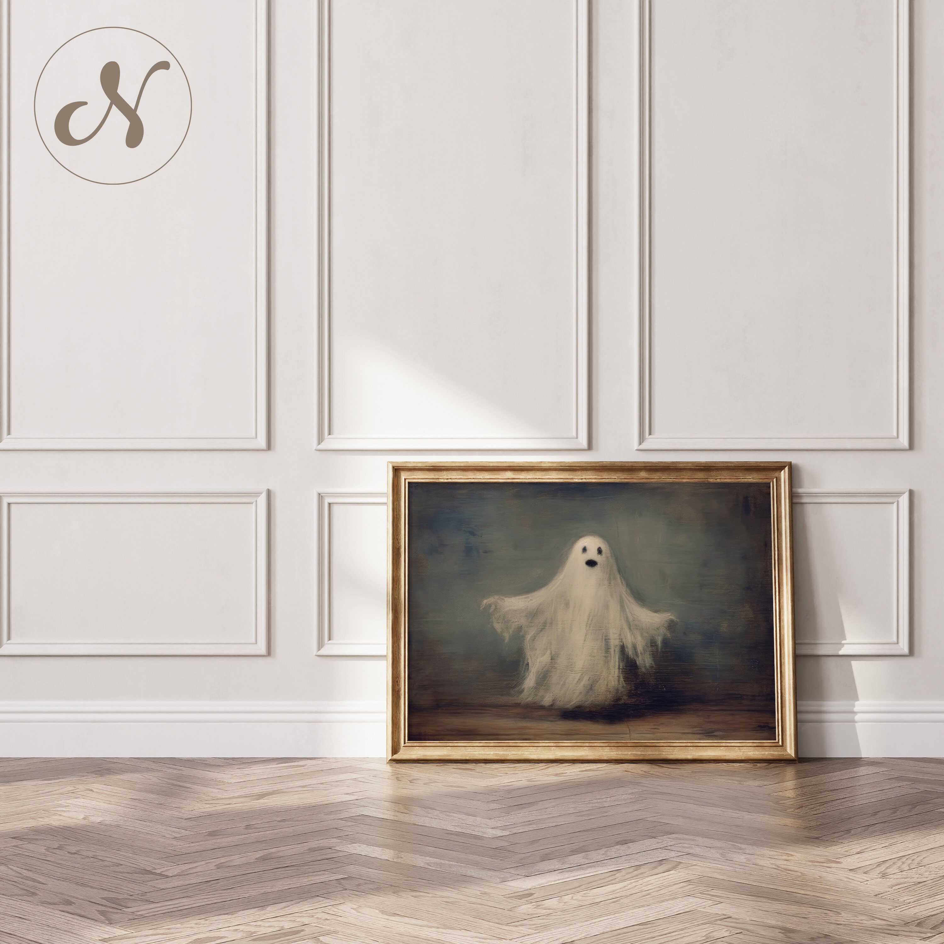 Halloween Spooky Cute Ghost Painting, Halloween Wall Art, Gothic Prints ...