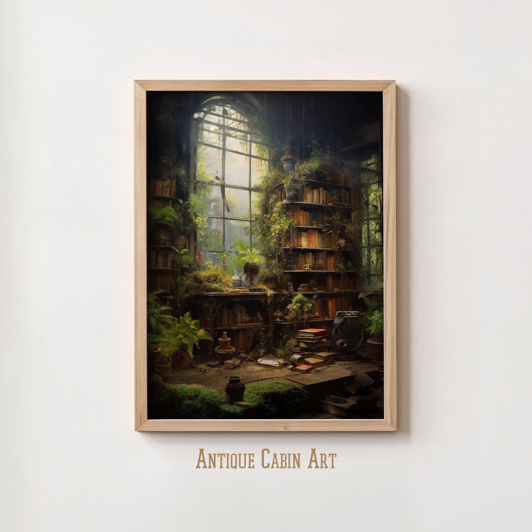 Old Cottagecore Library Wall Art Rustic Library Wall Art - Etsy