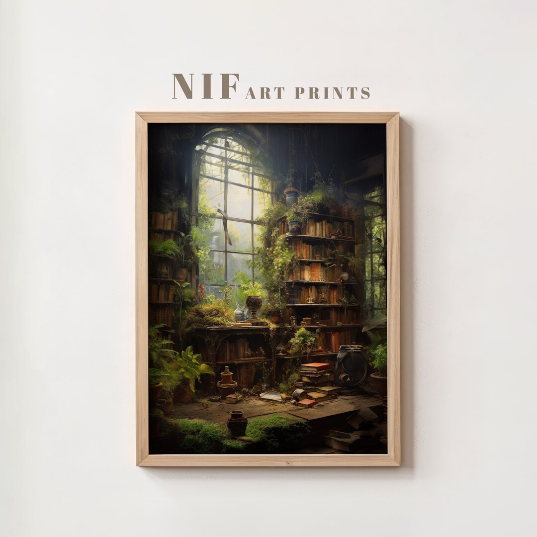 Old Cottagecore Library Wall Art, Rustic Library Wall Art, Printable ...