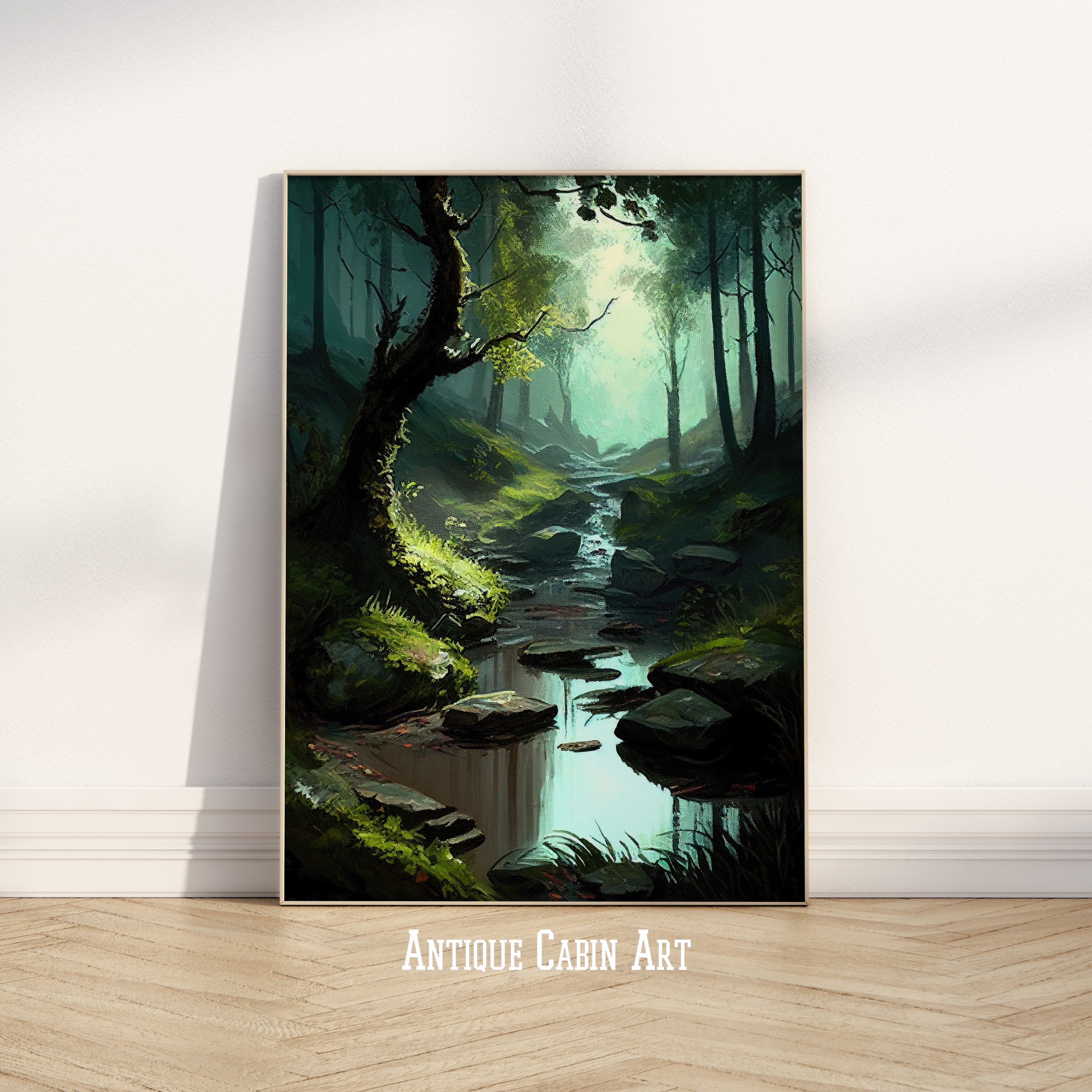 Printable Nature Wall Art Dark Forest Painting Floral - Etsy