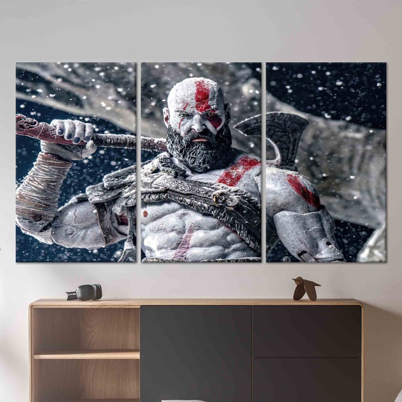 Kratos Canvas Art: God of War, 3D Glass Framed Wall Decor - Etsy