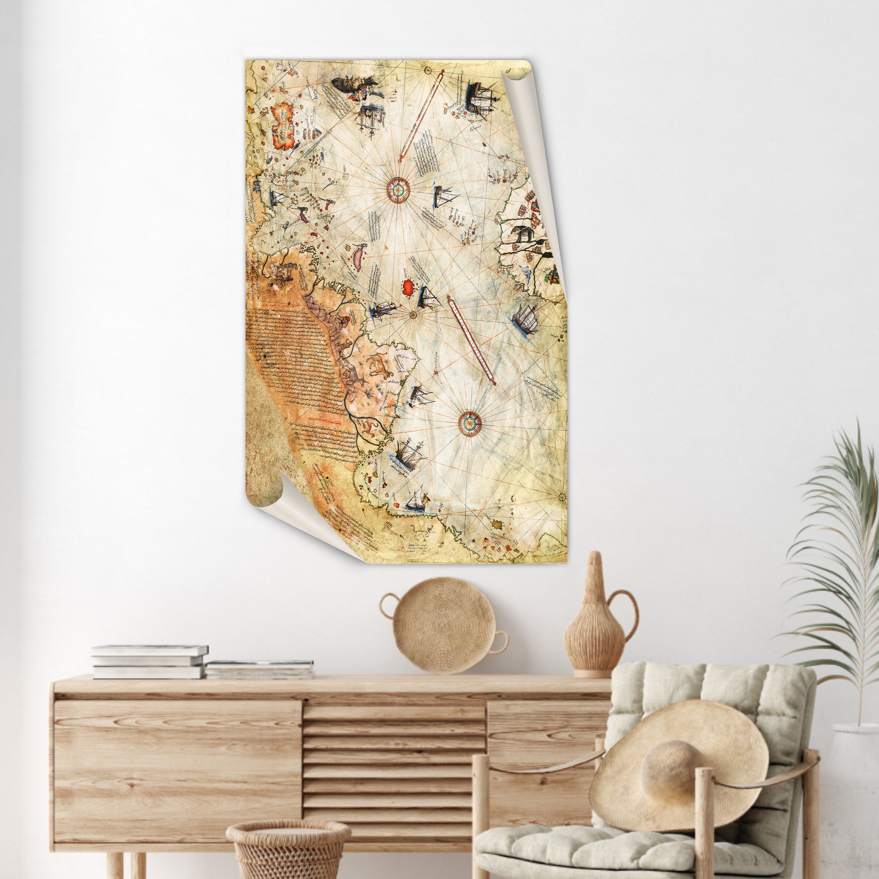 Piri Reis Map Art: Antique World Map Print on Canvas - Etsy