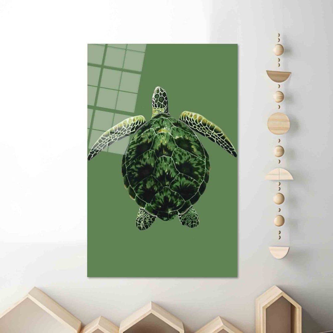 Green Turtle Art, Turtle Wall Art, Animal Wall Decor, Green Wall Art ...
