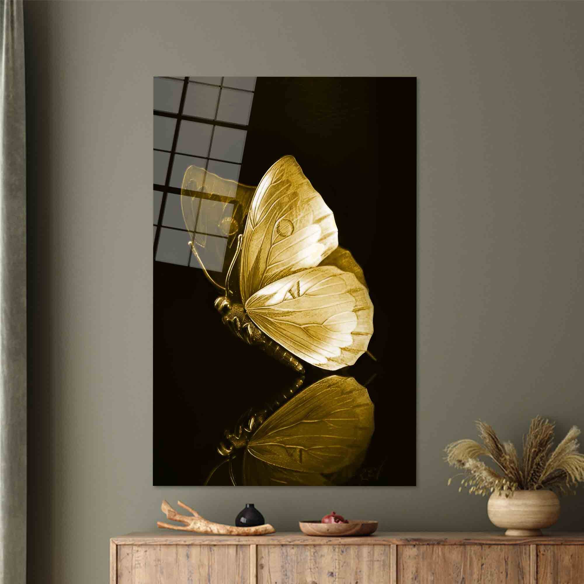 Reflective Butterfly Art, Metallic Butterfly Art, Yellow Butterfly Art ...