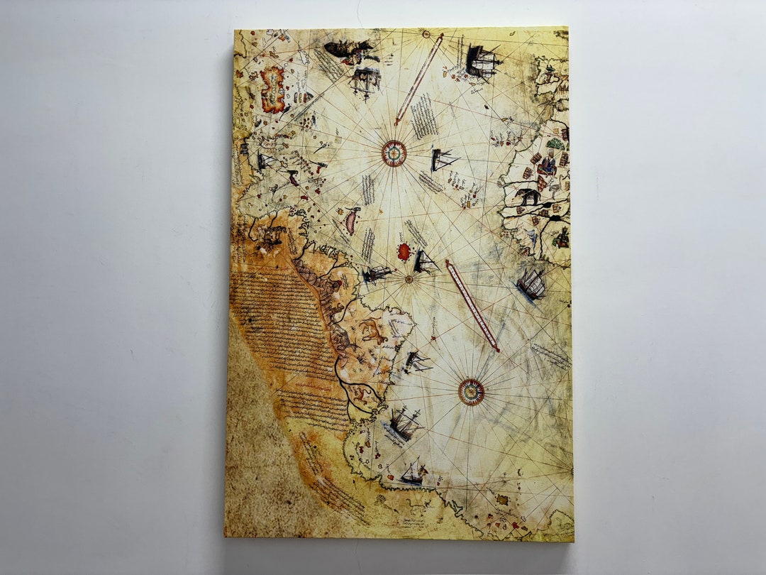 Piri Reis Map Printed, Piri Reis Wall Decor, Antique Map Art, Map Art ...