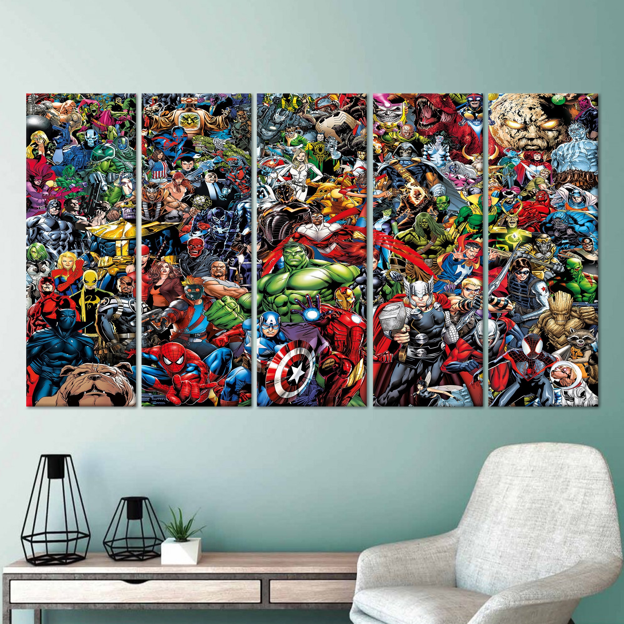 Marvel Heroes Art Super Heros Wall Art Colorful Canvas Art - Etsy