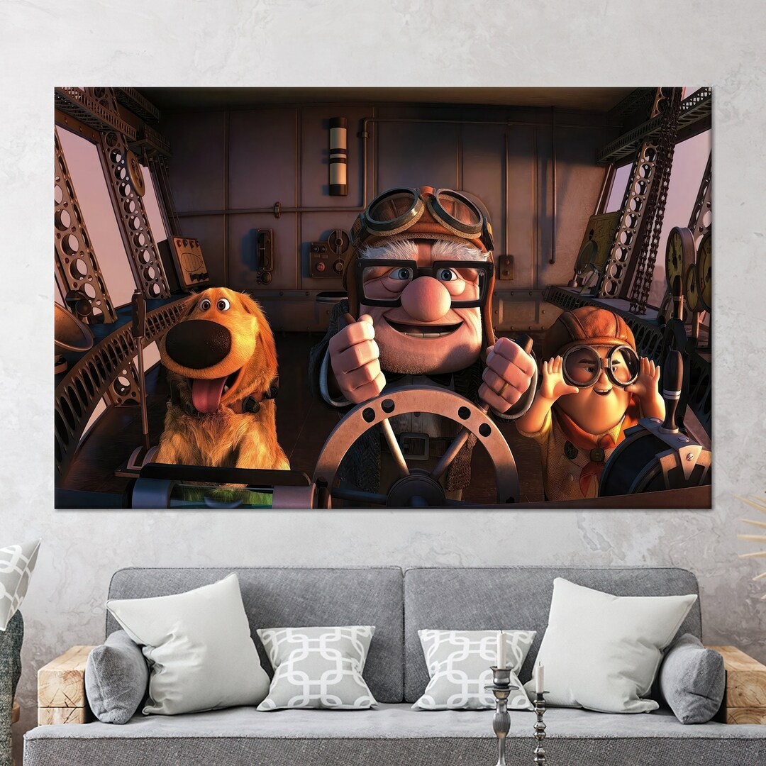 Up Movie and Air House Art, Carl Fredricksen Art, Modern Canvas, 3D ...