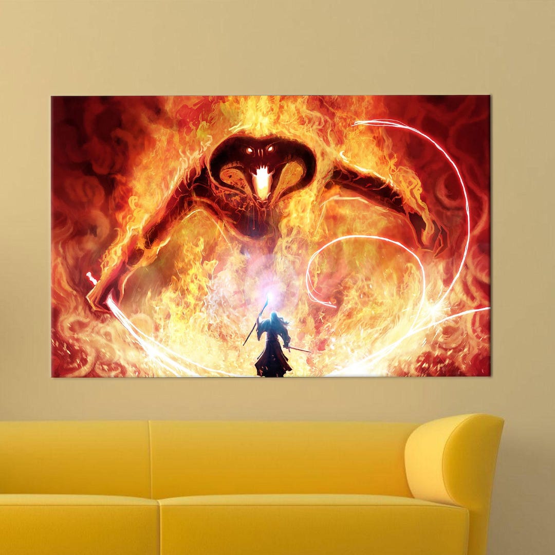 Lord of the Rings Canvas Art: Gandalf Vs Balrog Tempered Glass Print - Etsy