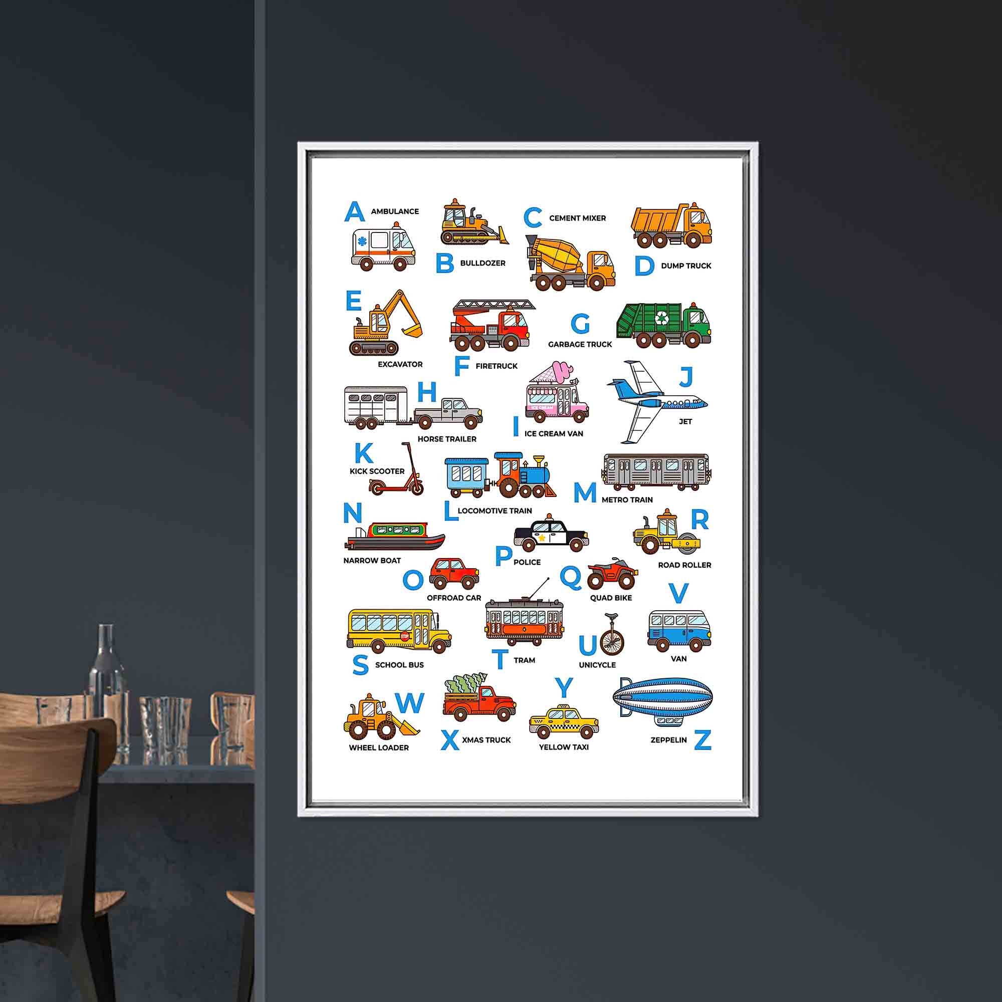 Vehicle Alphabet Canvas Print: Educational Wall Art for Kids - Etsy