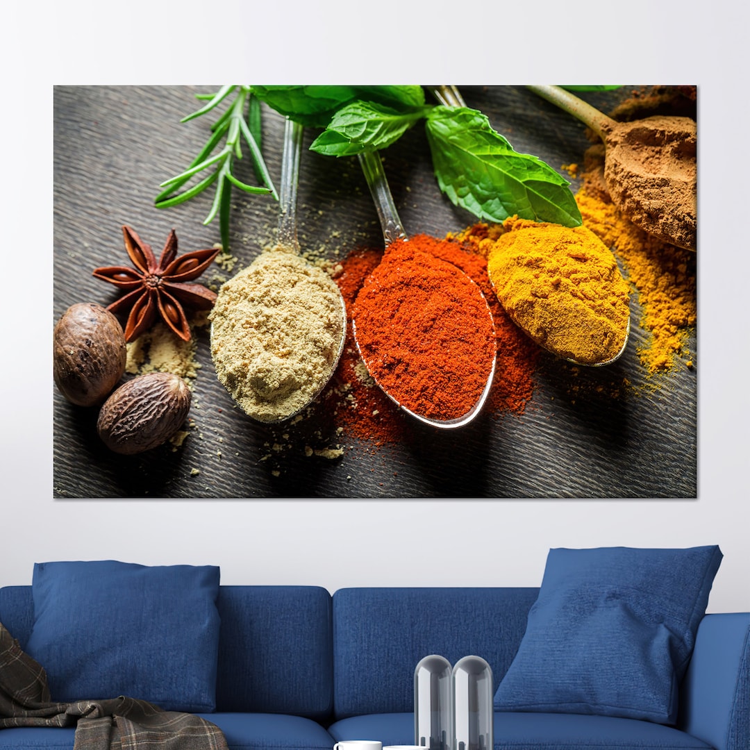 Spices Wall Decor, Colorful Wall Art, Trendy Canvas, Glass Art, Spices ...