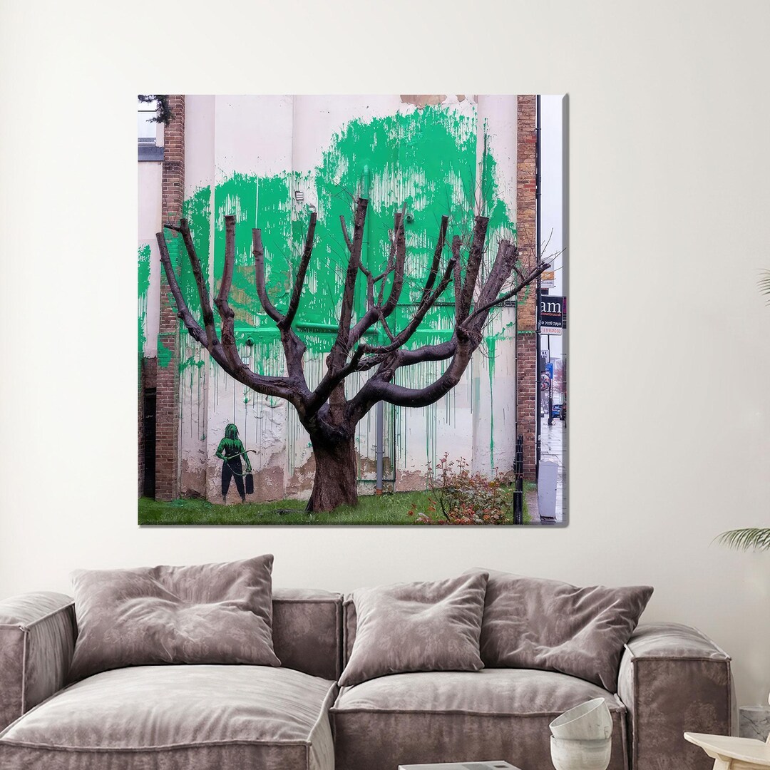 Banksy in London Artwork, Banksy A Dead Tree Glass Decor, Banksy Tree ...
