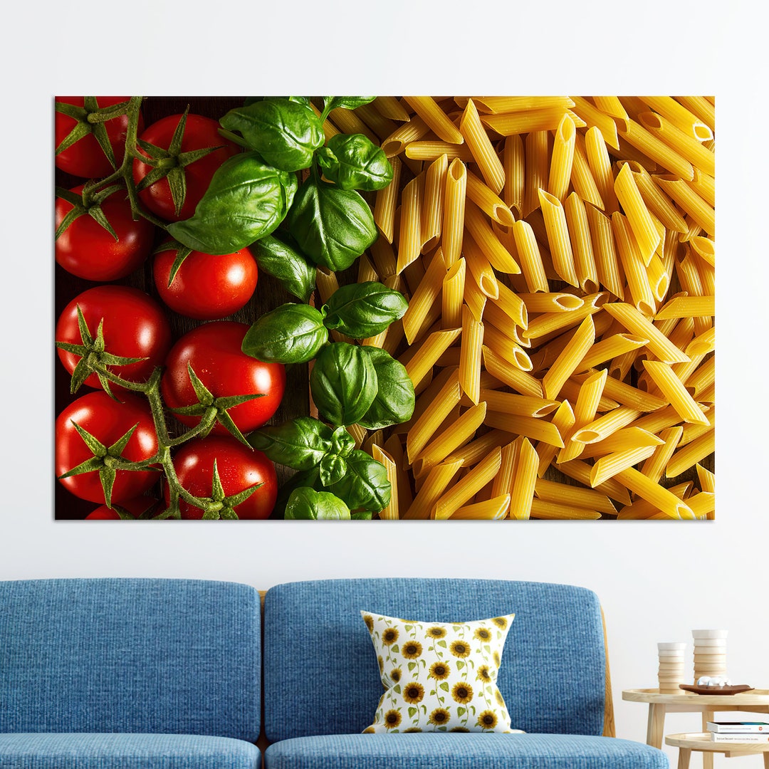 Italian Pasta Wall Art, Pasta Wall Decor, Basil Wall Decor, Modern ...