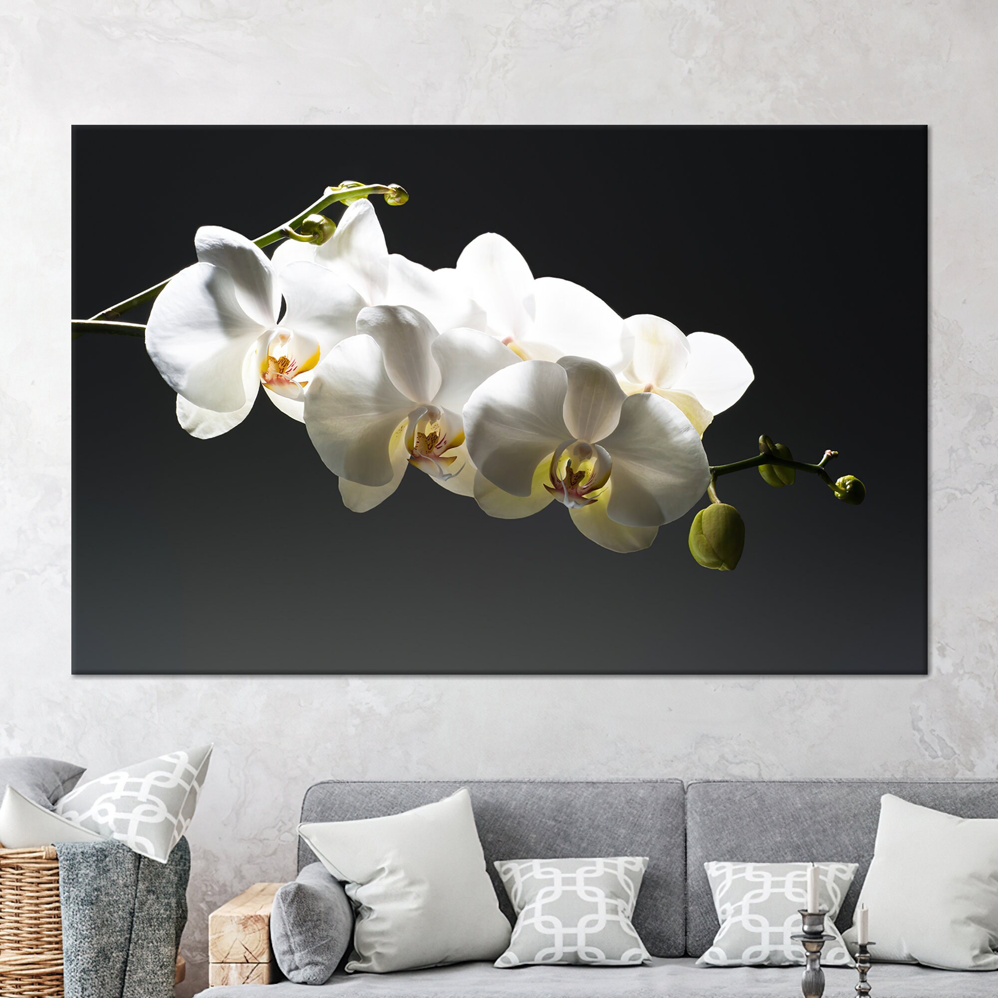 Orchid Wall Art, Flowers Wall Decor, Floral Canvas, Tempered Glass ...