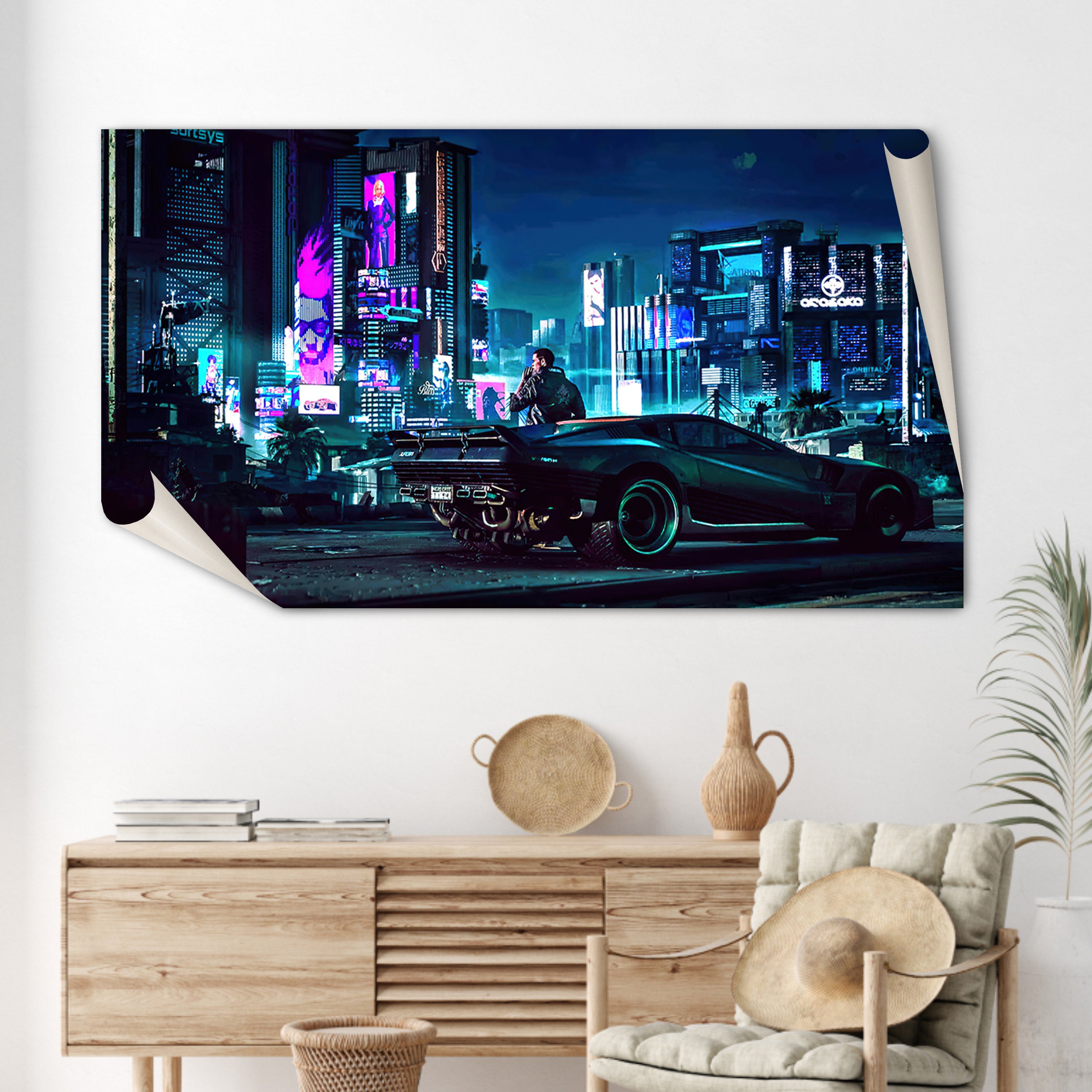 Cyberpunk Wall Art, Futuristic Street Art, Canvas Art, Tempered Glass ...