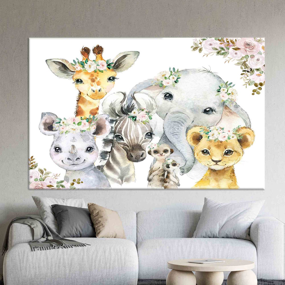 Cute Animals Wall Art, Animals Wall Art, Animal Wall Art, Flowers ...