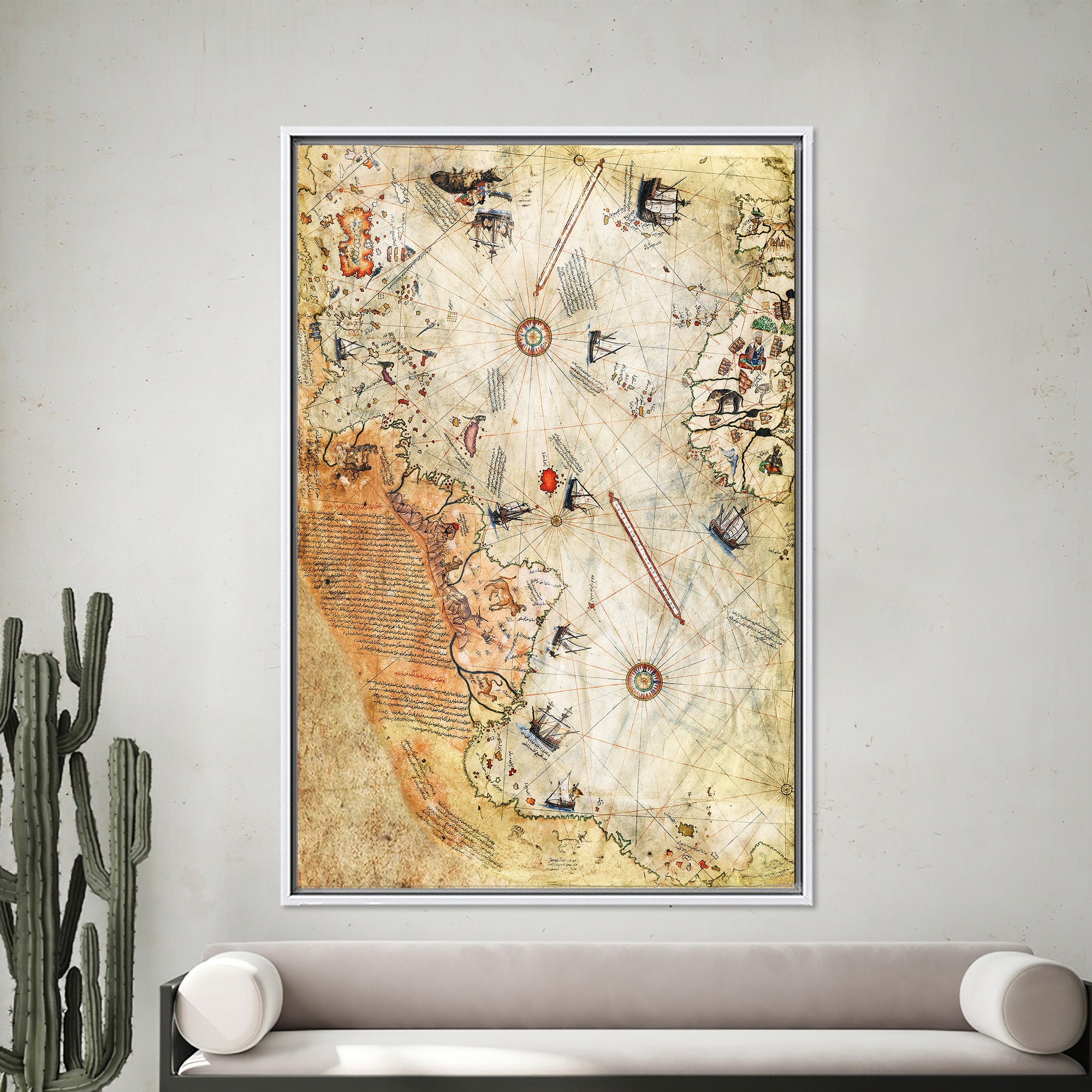 Piri Reis Map Art: Antique World Map Print on Canvas - Etsy