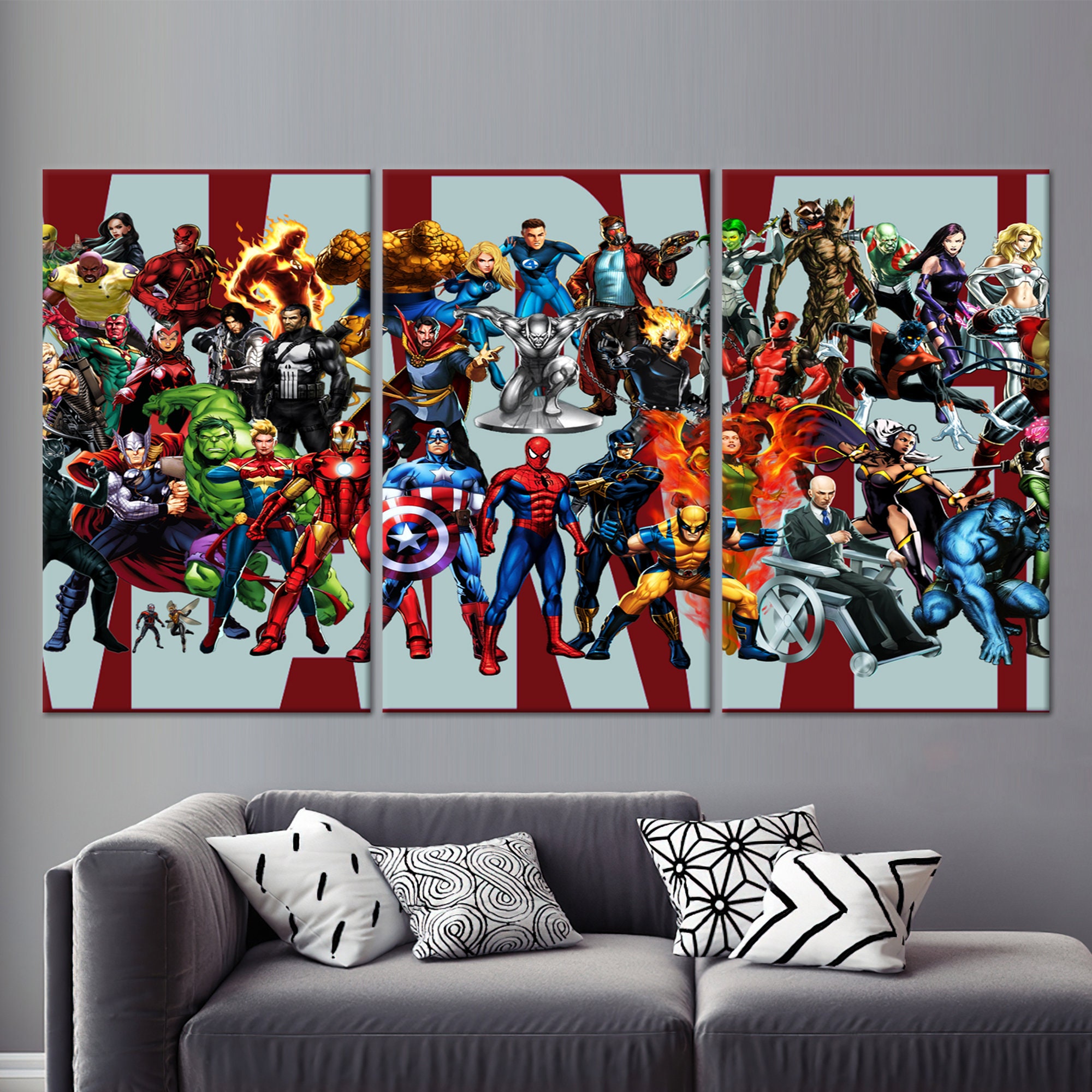 Marvel Superhero Art, Marvel Wall Decor, Colorful Canvas, 3D Glass Art ...