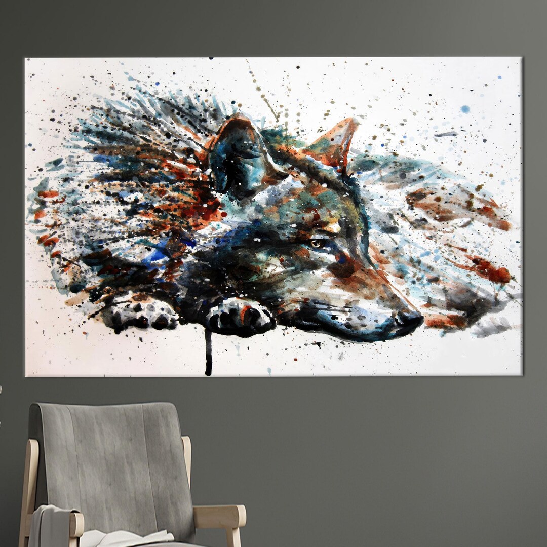 Wolf Glass Wall Art: Animal Painting Print, Home Decor - Etsy