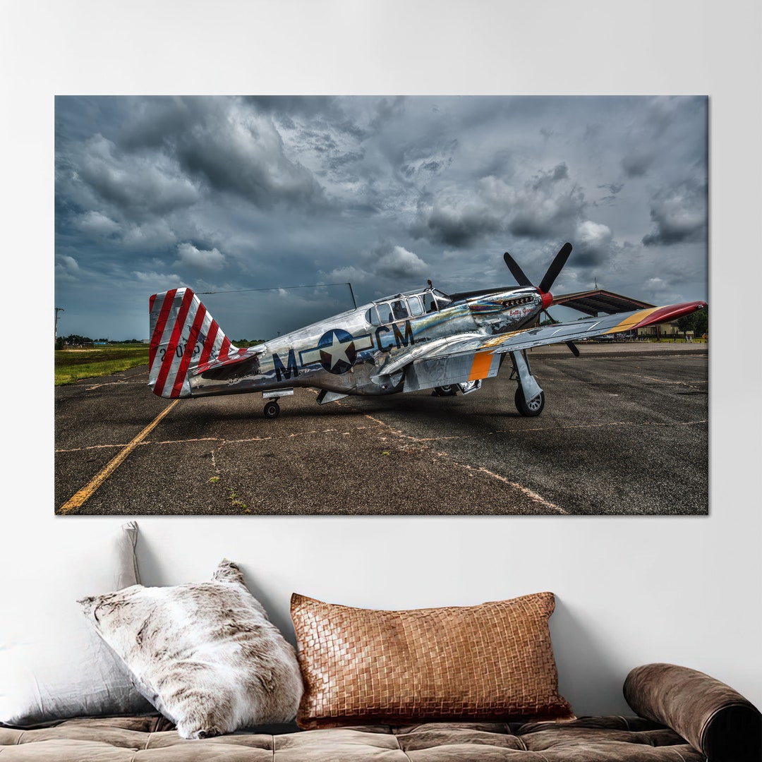 Vintage Warplane Print: Retro Fighter Aircraft Canvas or Glass Art - Etsy