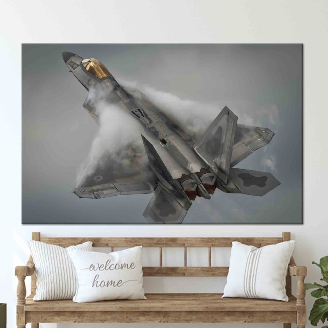 Fighter Jet Canvas Art: Modern Aircraft Wall Decor, Tempered Glass ...