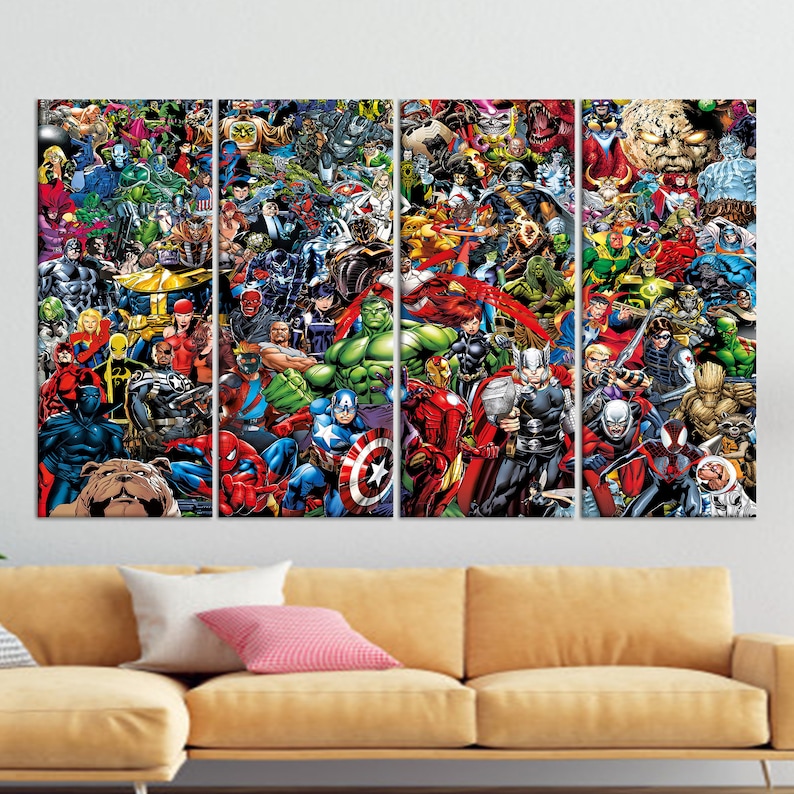 Marvel Heroes Art Super Heros Wall Art Colorful Canvas Art - Etsy