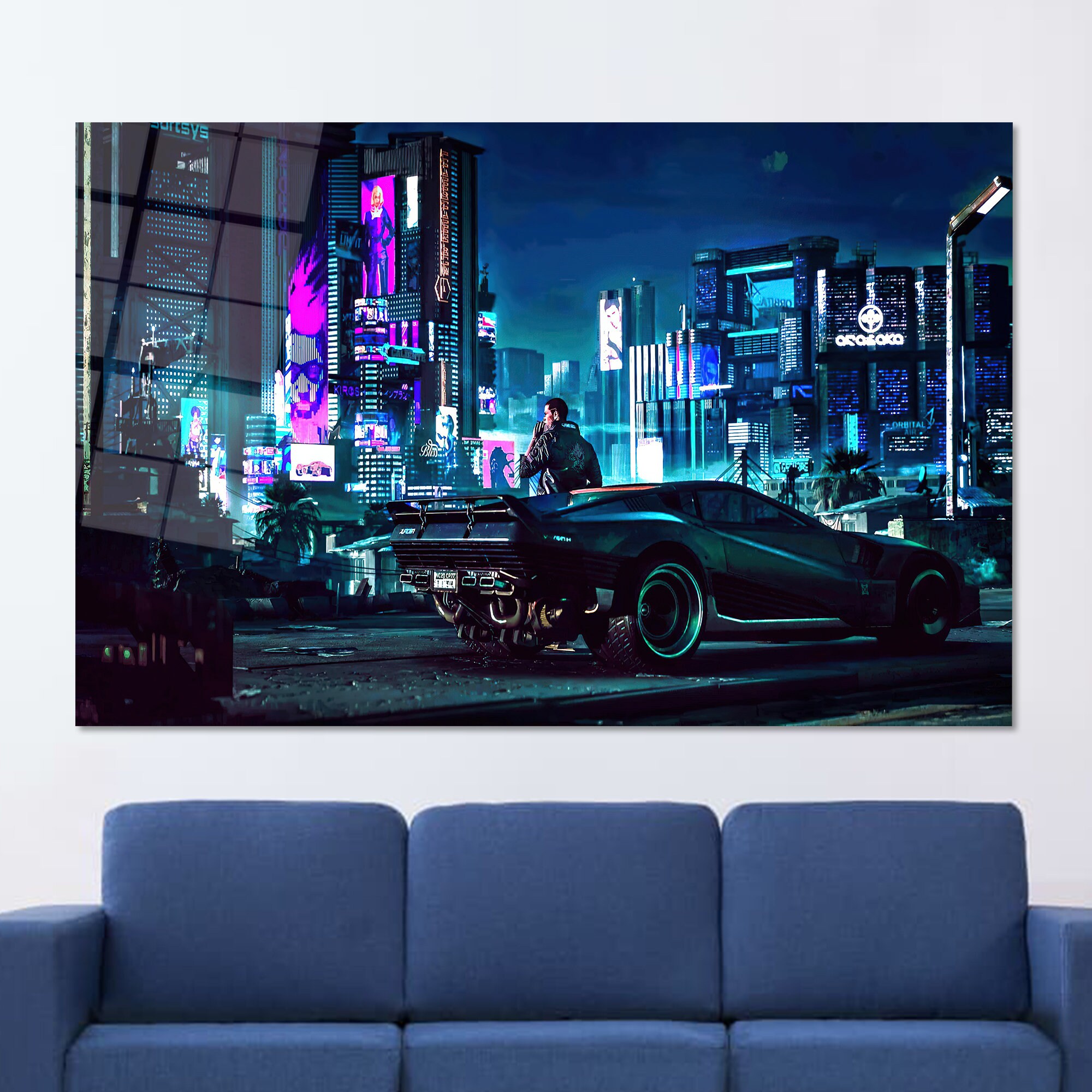 Cyberpunk Wall Art, Futuristic Street Art, Canvas Art, Tempered Glass ...