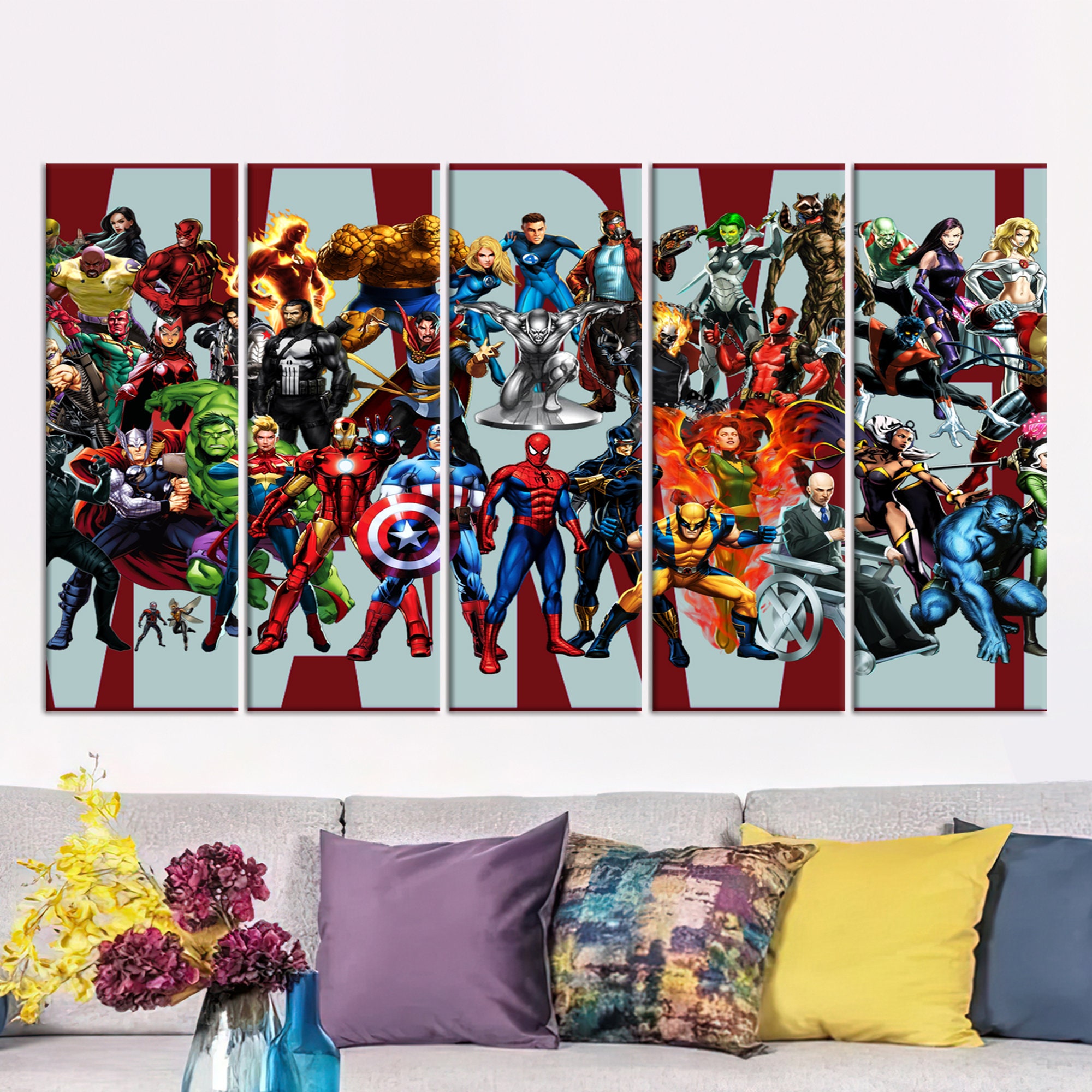 Marvel Superhero Art, Marvel Wall Decor, Colorful Canvas, 3D Glass Art ...